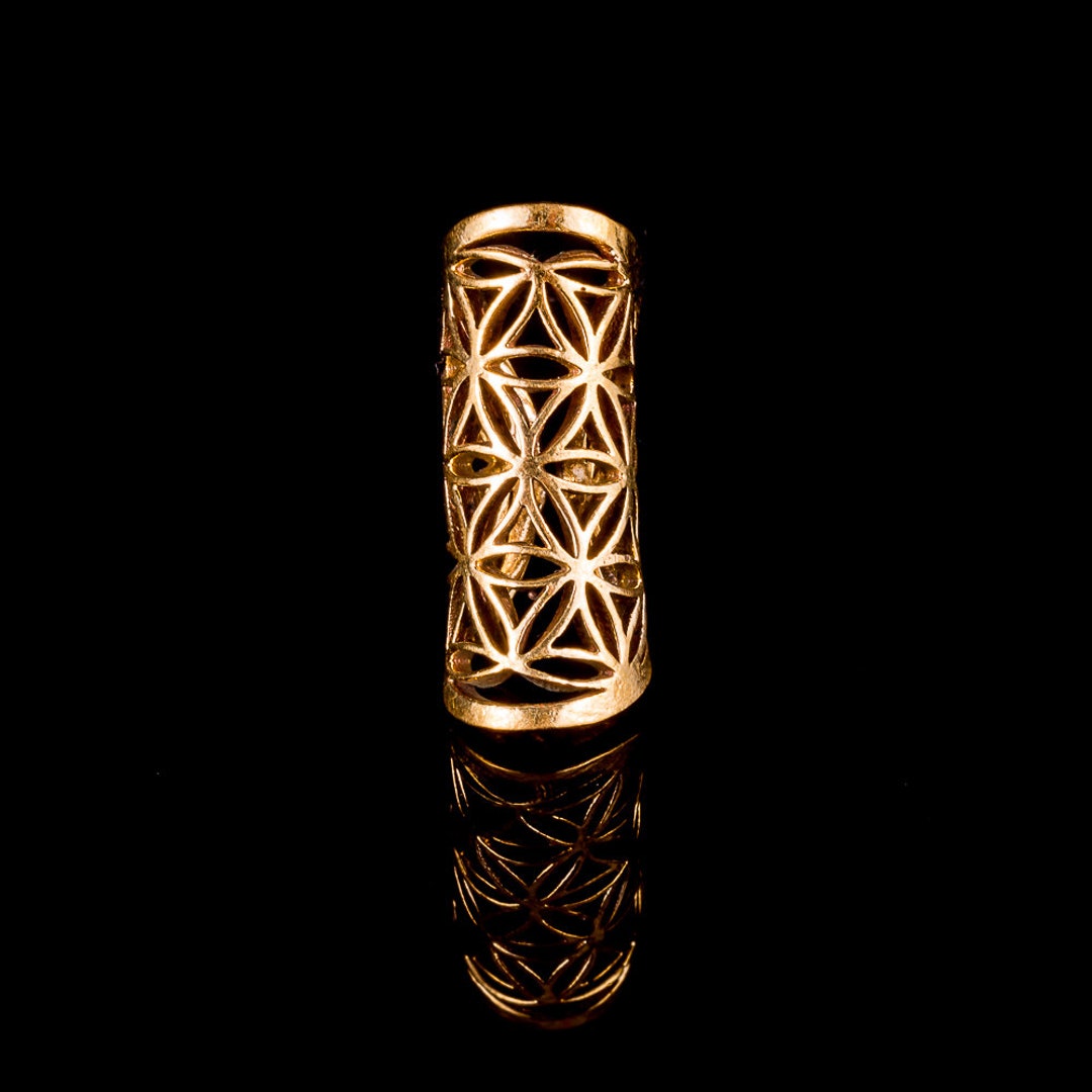 Sacred Geometry Flower of Life Dreadlock Bead, Gold Geometric Brass ...