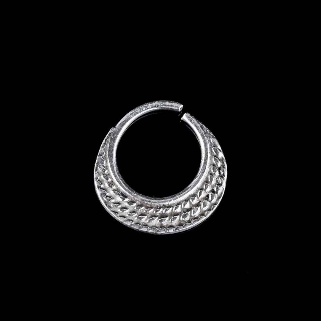 Sterling Silver Crescent Moon Septum Ring: Tribal Nose Piercing - Etsy