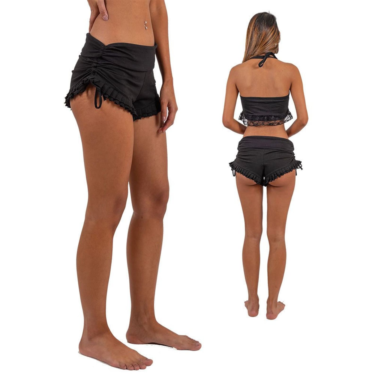 Yoga Shorts Hooping Clothes Festival Outfit Frill Booty | Etsy