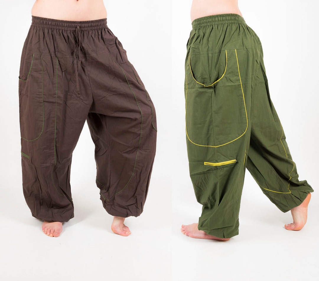 Unisex Harem Pants: Baggy Cotton Aladdin Trousers With Pockets - Etsy
