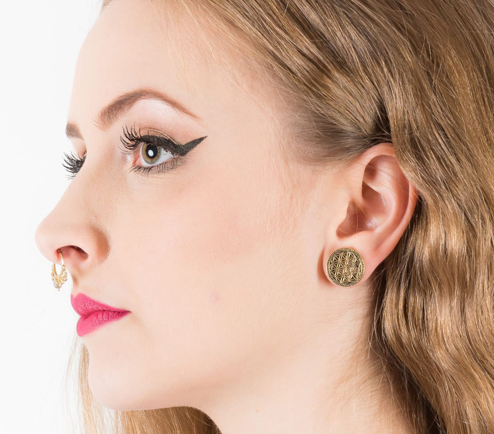 Ear Stretcher Plug Tunnels Gauge Earrings Brass Gold Flower of - Etsy