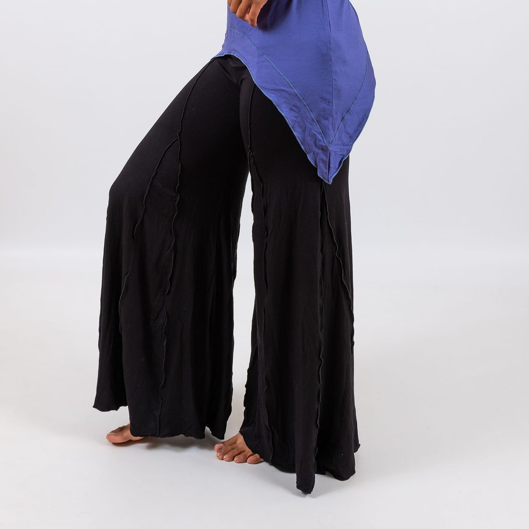 Black Flare Palazzo Pants: Viscose Lycra Hippie Dance Trousers - Etsy