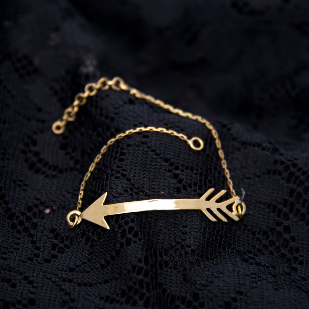 Arrow Bracelet BOHO Brass Gold Chain Link Arrow Triangle Charm Bohemian ...