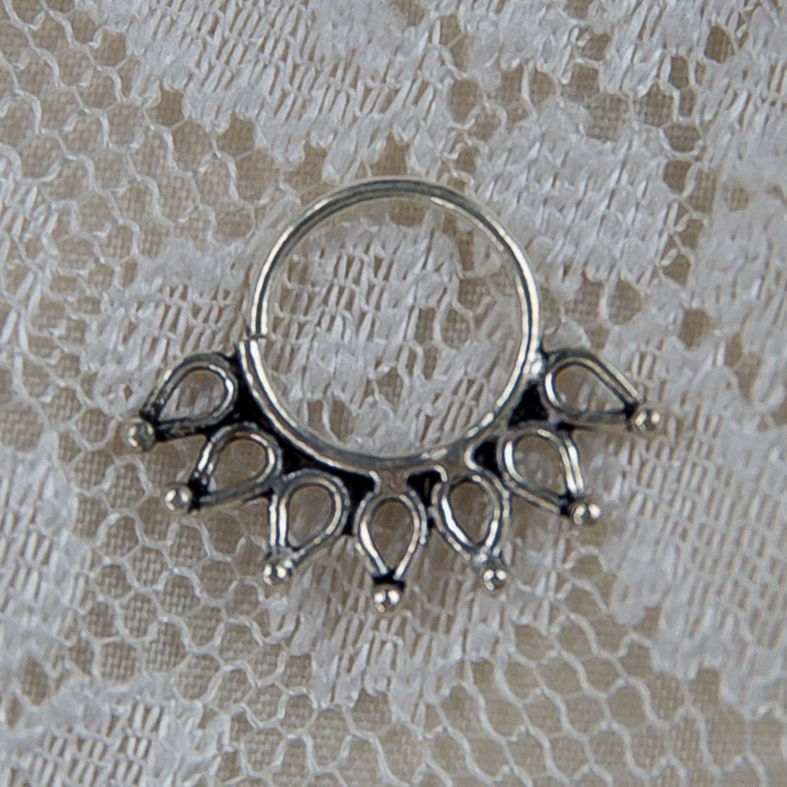 Real Septum Ring Sterling Silver 18G 1mm Indian Flower Design - Etsy