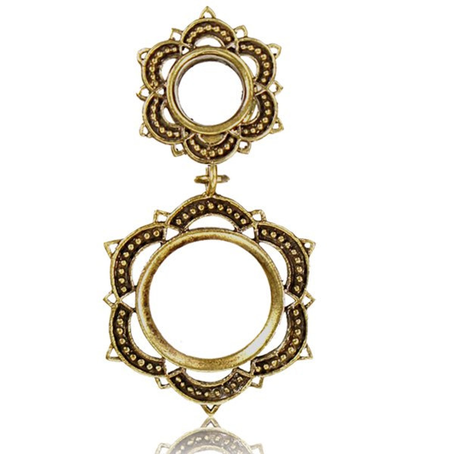 Ear Tunnel Plug Gauge Earrings Mandala Tribal Brass Gold - Etsy