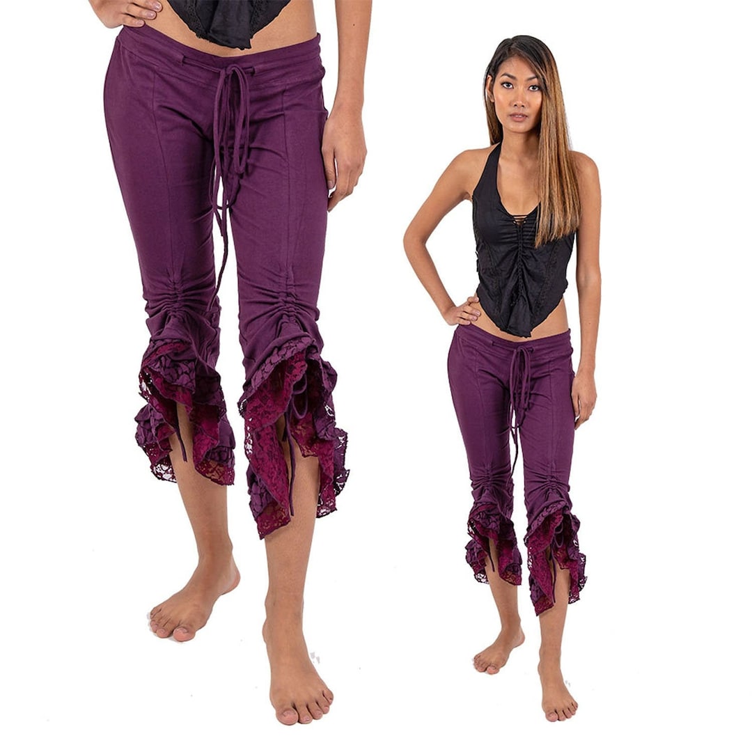 Tribal Style, Fairy Rave Clothing, Goa Pixie Pants, Lace Capris, Hippie ...