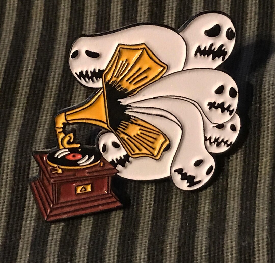 Ghost Gramophone Enamel Pin - Etsy