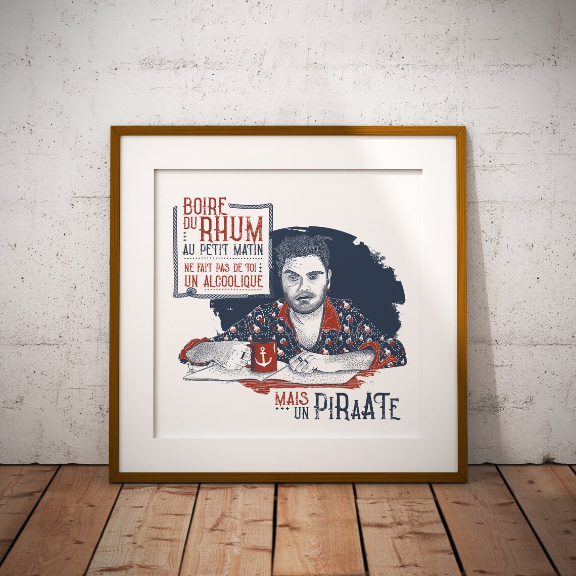Poster Affiche Illustration Rhum Pirate Cadeau Apéro pour Homme ou ...