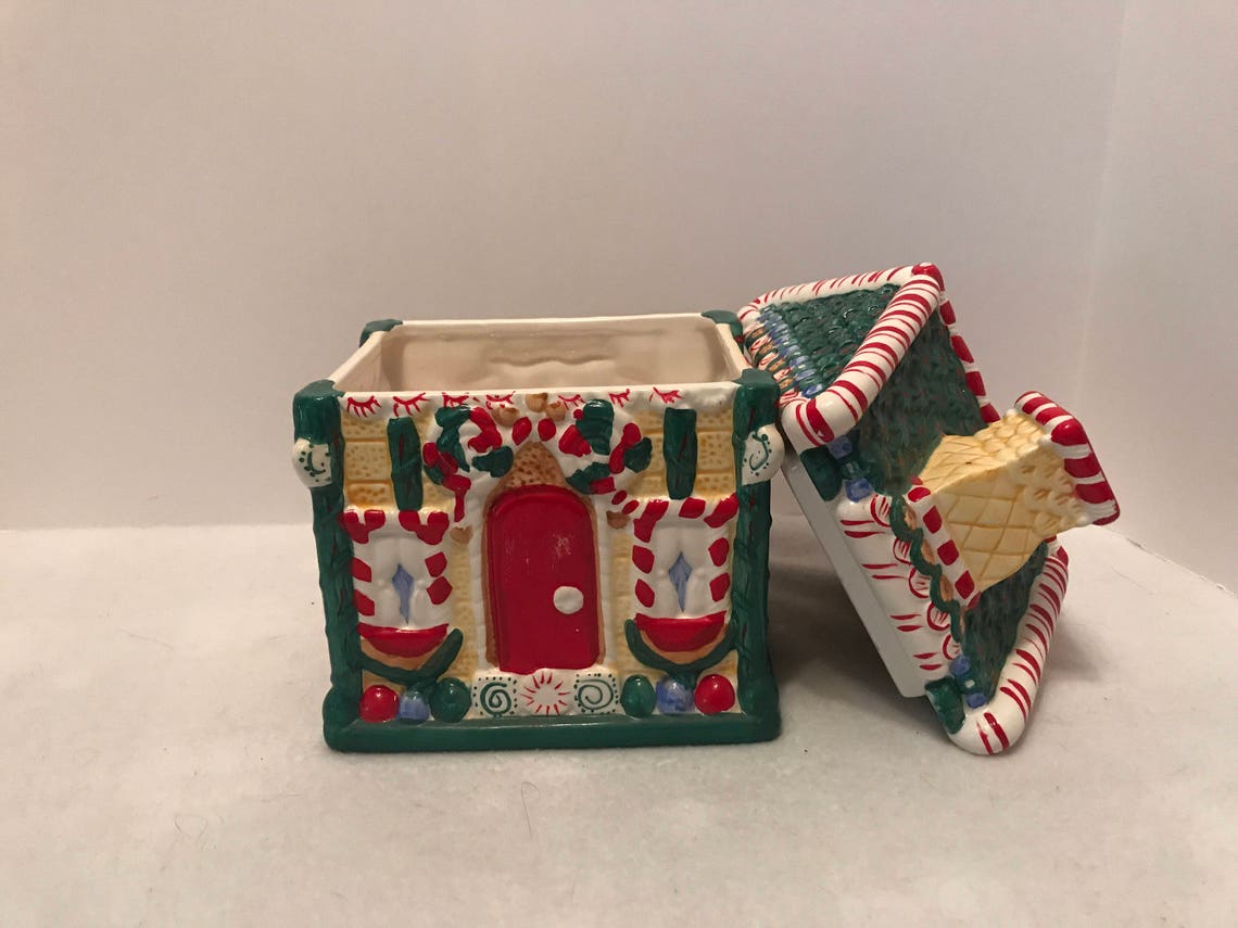 Christmas Peppermint Candy House Cookie Jar - Etsy