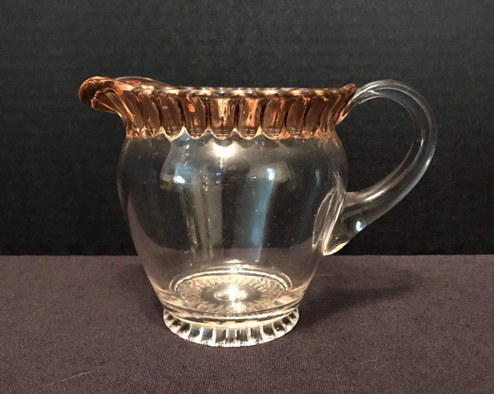 Vintage Clear Glass Pitcher With Gold Edge - Etsy