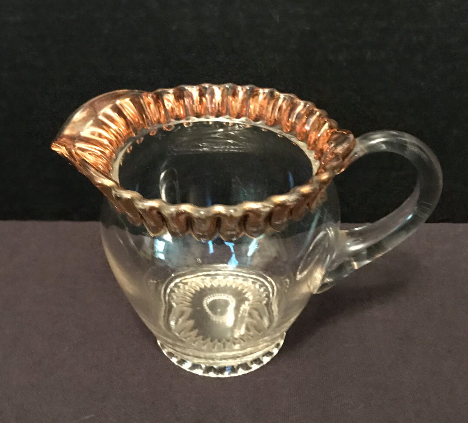 Vintage Clear Glass Pitcher With Gold Edge - Etsy