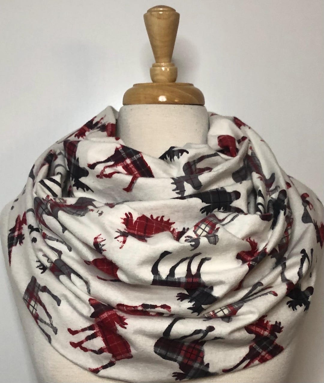 Moose Infinity Scarf Christmas Holidays Flannel Gift for Her Tube ...