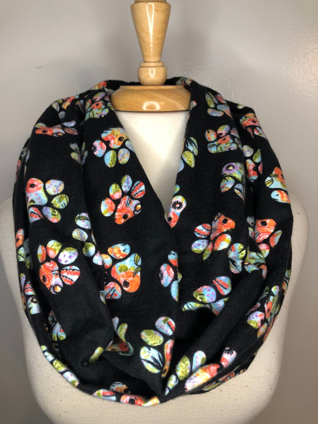 Paw Print Scarf Dog Infinity Scarf Puppy Christmas Gift Loop Scarves ...
