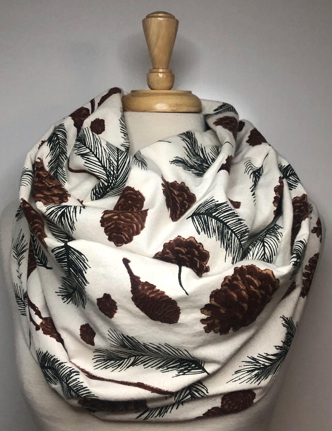 Pine & Pine Cone Christmas Infinity Scarf, Loop Scarves, Gift for Her ...