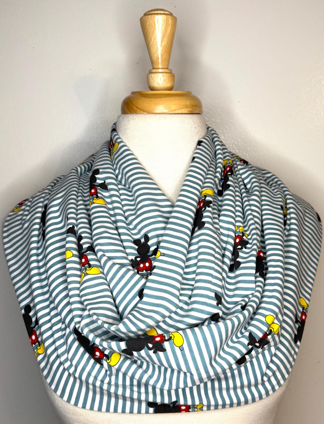 Mickey Mouse Infinity Scarf Minnie Mouse Gift for Her Blue Stripe Loop ...