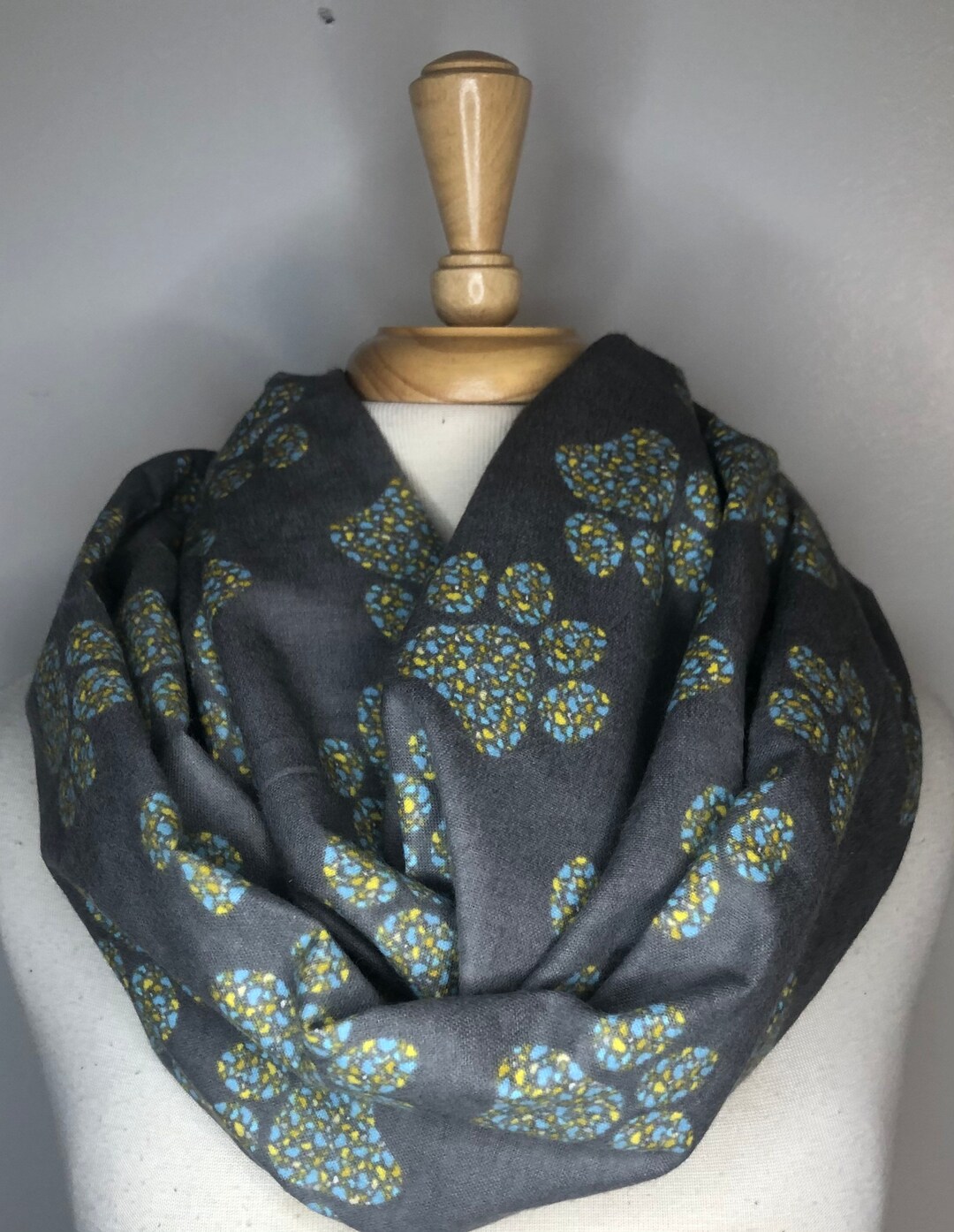 Paw Print Infinity Scarf Dog Scarfs Circle Scarves Puppy Gift Flannel ...
