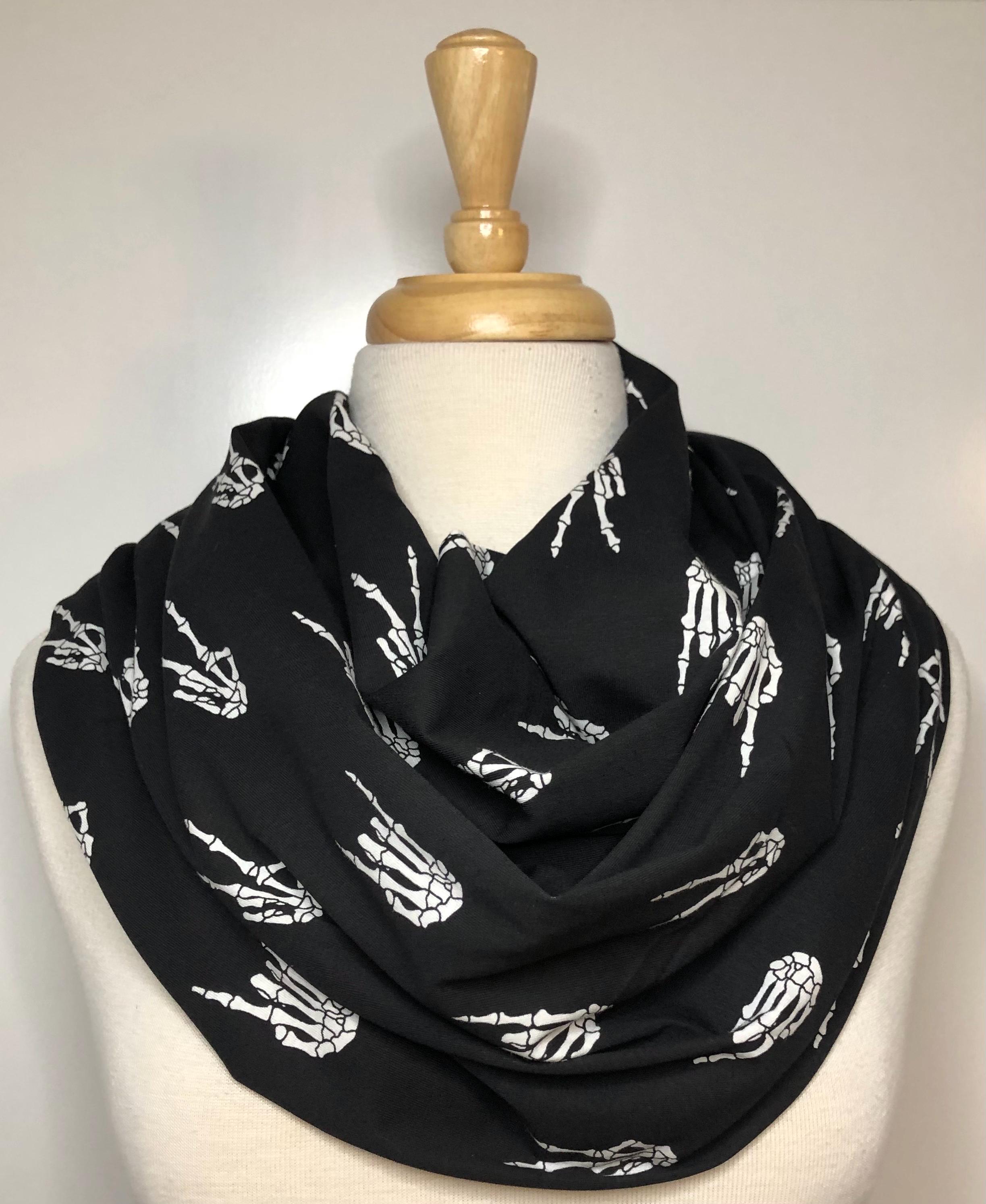 Skeleton Hands Infinity Scarf Bones Halloween Gift Black Loop Scarves ...