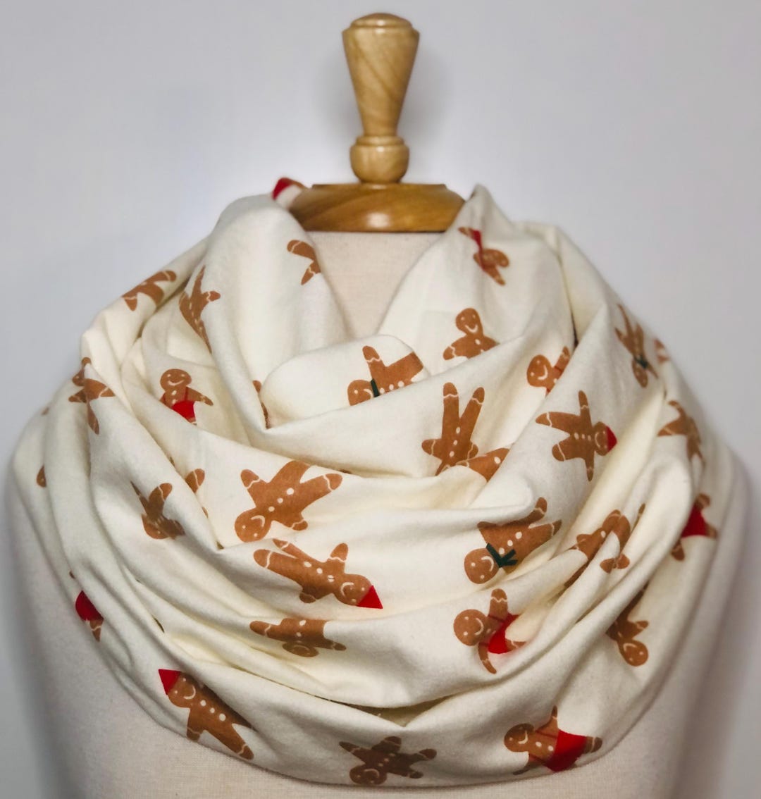 Gingerbread Scarf Infinity Holiday Scarf Gift for Her Christmas Gift ...