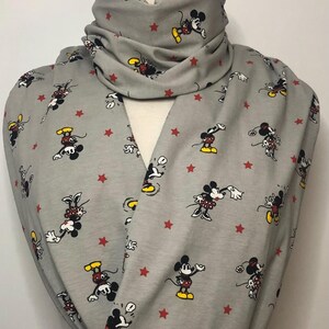 Mickey Mouse Infinity Scarf Minnie Mouse Gift for Her Grey Gray Loop ...