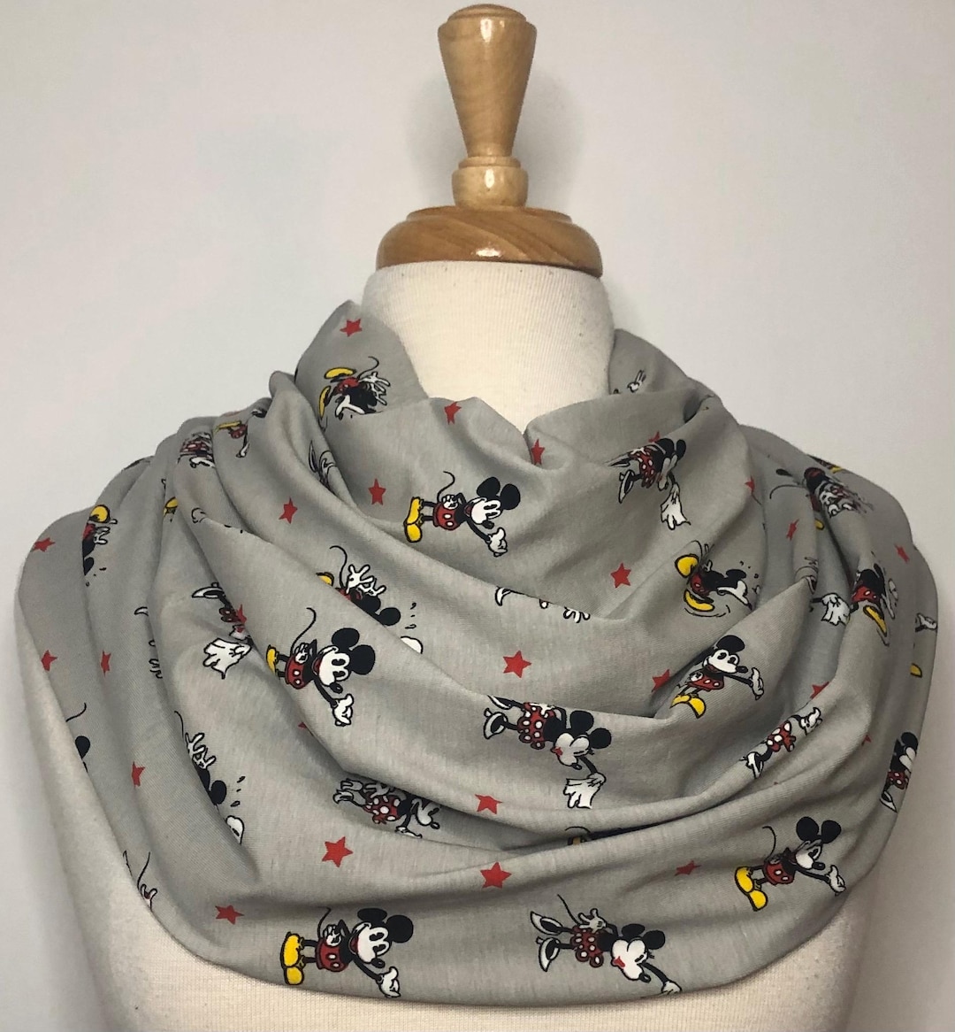 Mickey Mouse Infinity Scarf Minnie Mouse Gift for Her Grey Gray Loop ...