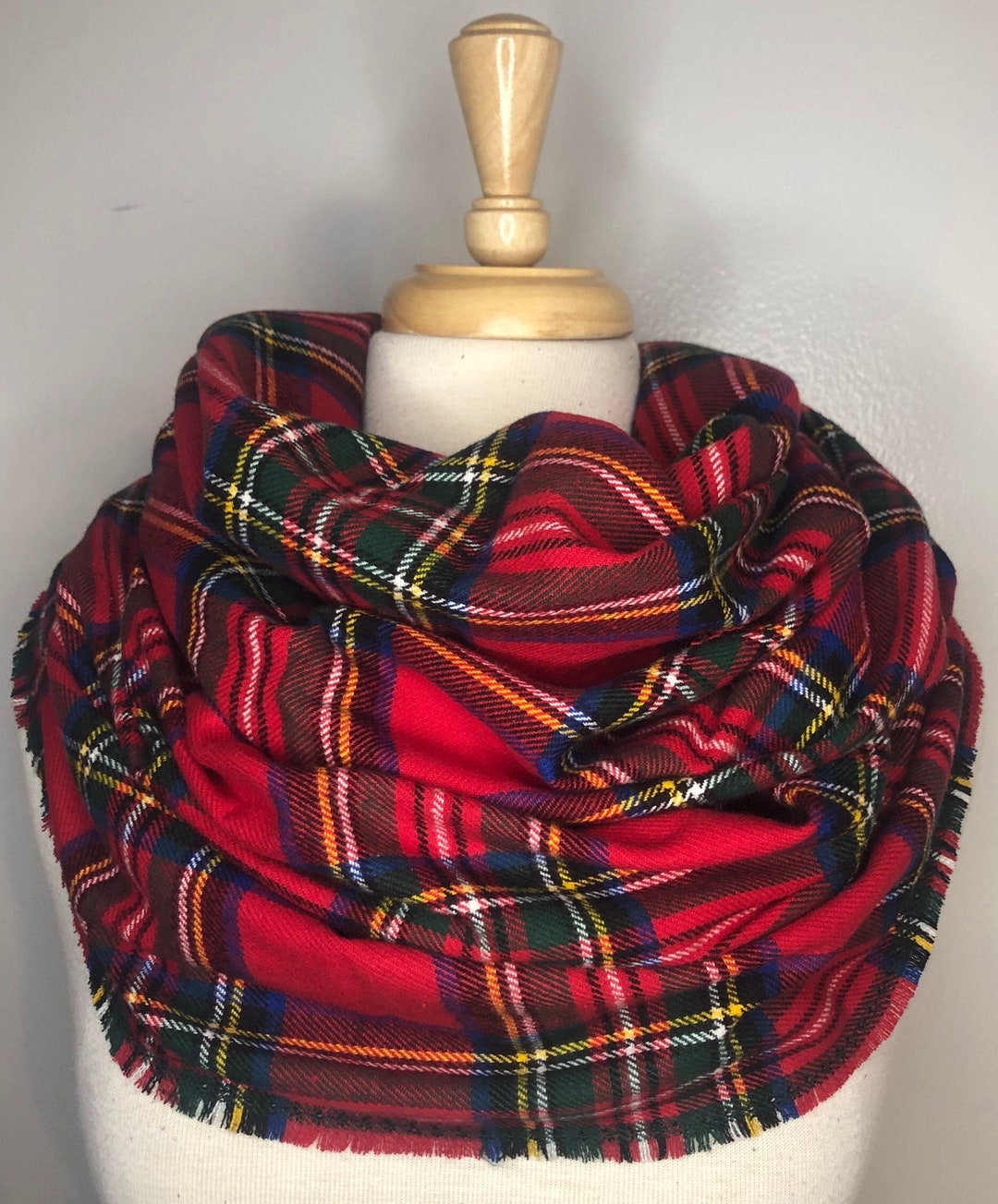 Tartan Plaid Infinity Scarf Red Gift Loop Scarves Scarfs Gift for Her ...