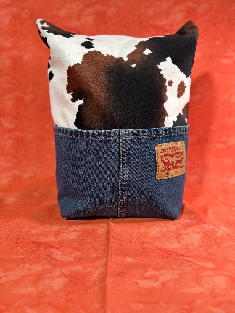 Denim Cow Print Shoulder Bag - Etsy