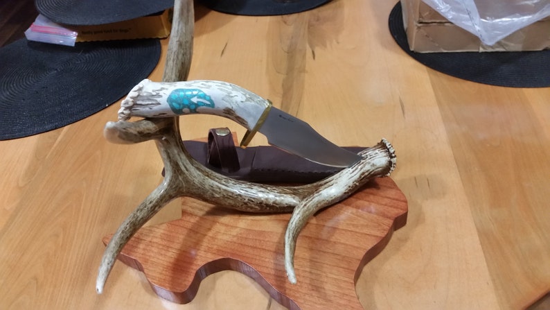 Deer Horn Antler Knife Texas Knife Stand Turquoise | Etsy