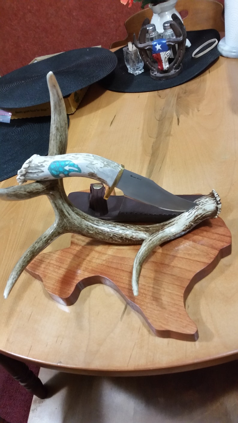 Deer Horn Antler Knife Texas Knife Stand Turquoise - Etsy