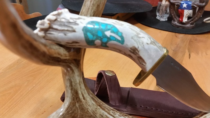 Deer Horn Antler Knife Texas Knife Stand Turquoise - Etsy