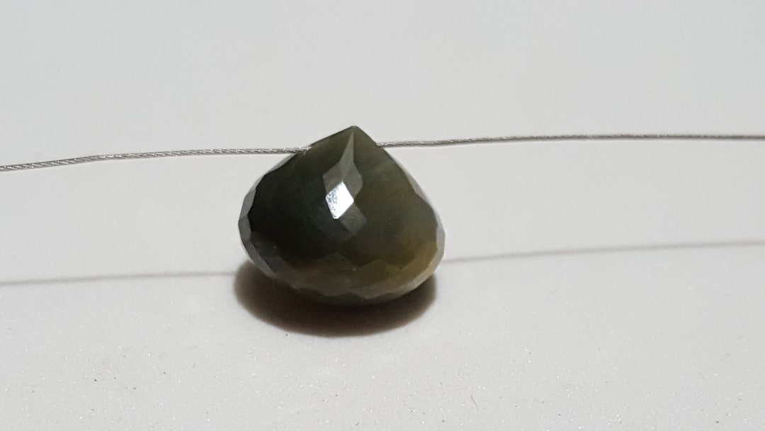 Natural 12.7ct. Green Cymophane Chrysoberyl Faceted Onion Gemstone Bead ...