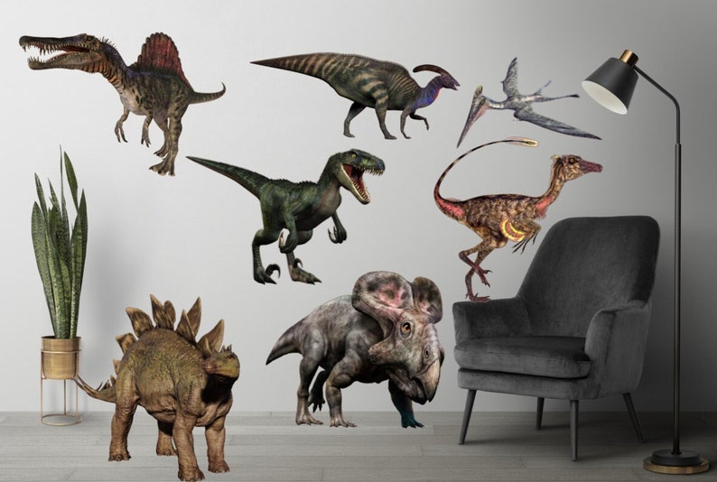 18 Realistic Dinosaur Wall Decals, Dinosaur Wall Decals Repositionable ...