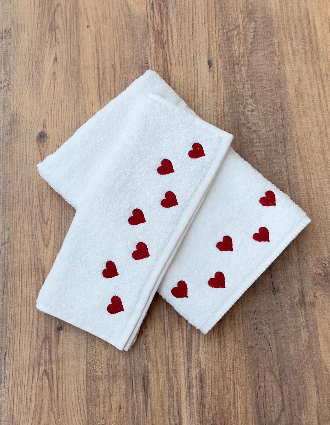 Set of 2 Heart Towels, Embroidered Towel, Decorative Stylish Towel, 2 ...