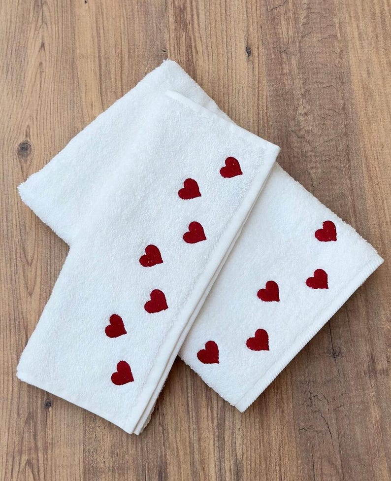 Big Small Heart Towel Set, Bathroom Towel, Kitchen Towel, Bathroom ...