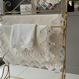 Stylish Lace Bathroom Set, Luxury Home Bath Mat, Bathroom Rug, Modern ...