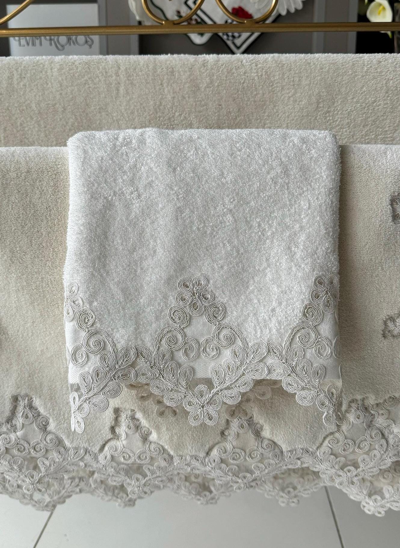 Stylish Lace Bathroom Set, Luxury Home Bath Mat, Bathroom Rug, Modern ...
