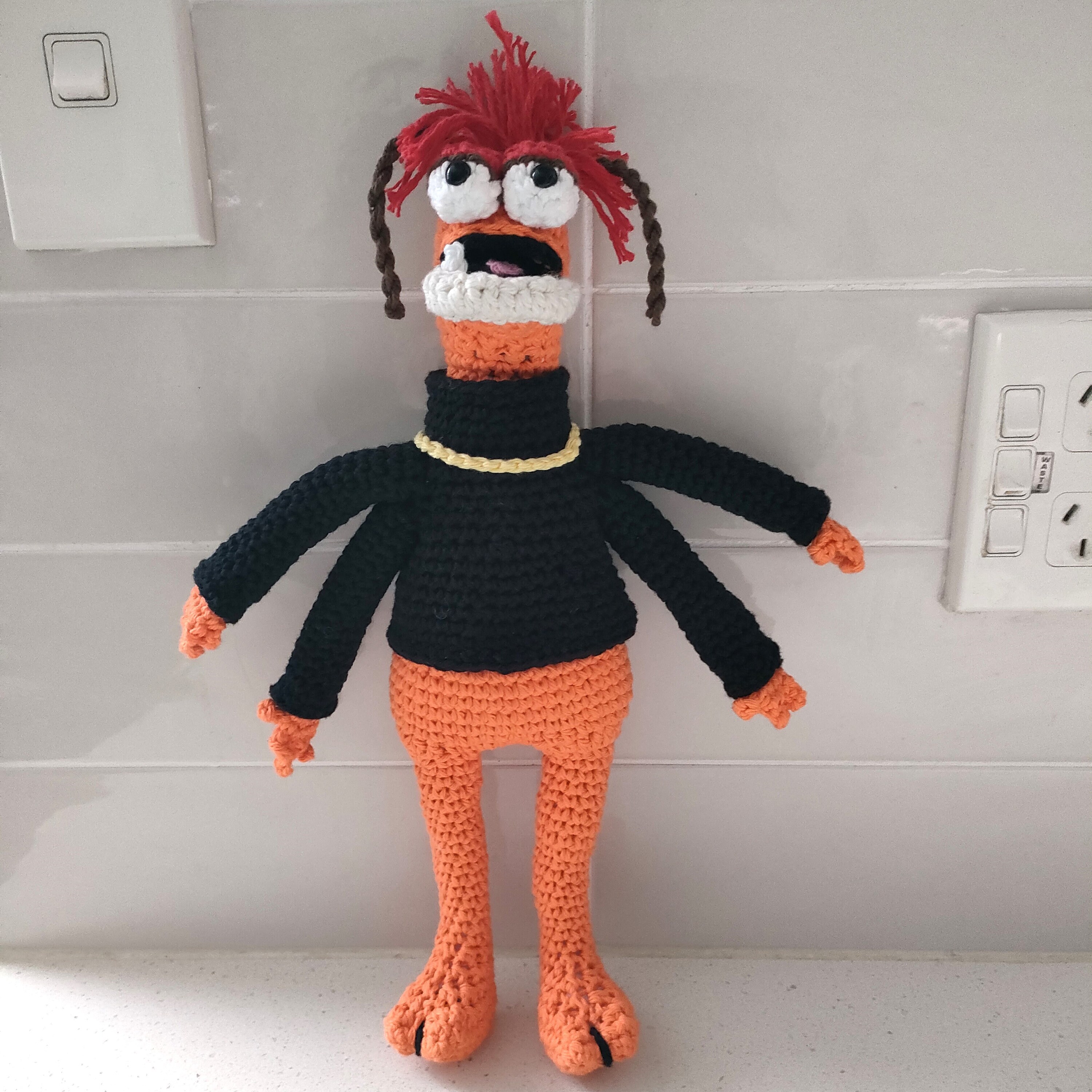 Hand Crocheted Pepe the King Prawn Muppet - 1 in stock