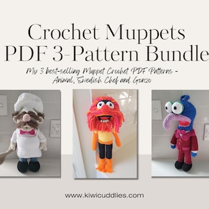 Crochet Muppets PDF 3-pattern Bundle - Animal Muppet, Swedish Chef ...
