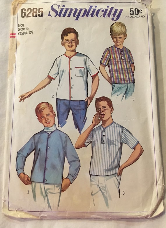 Vintage Simplicity Boys Shirt Pattern | Etsy