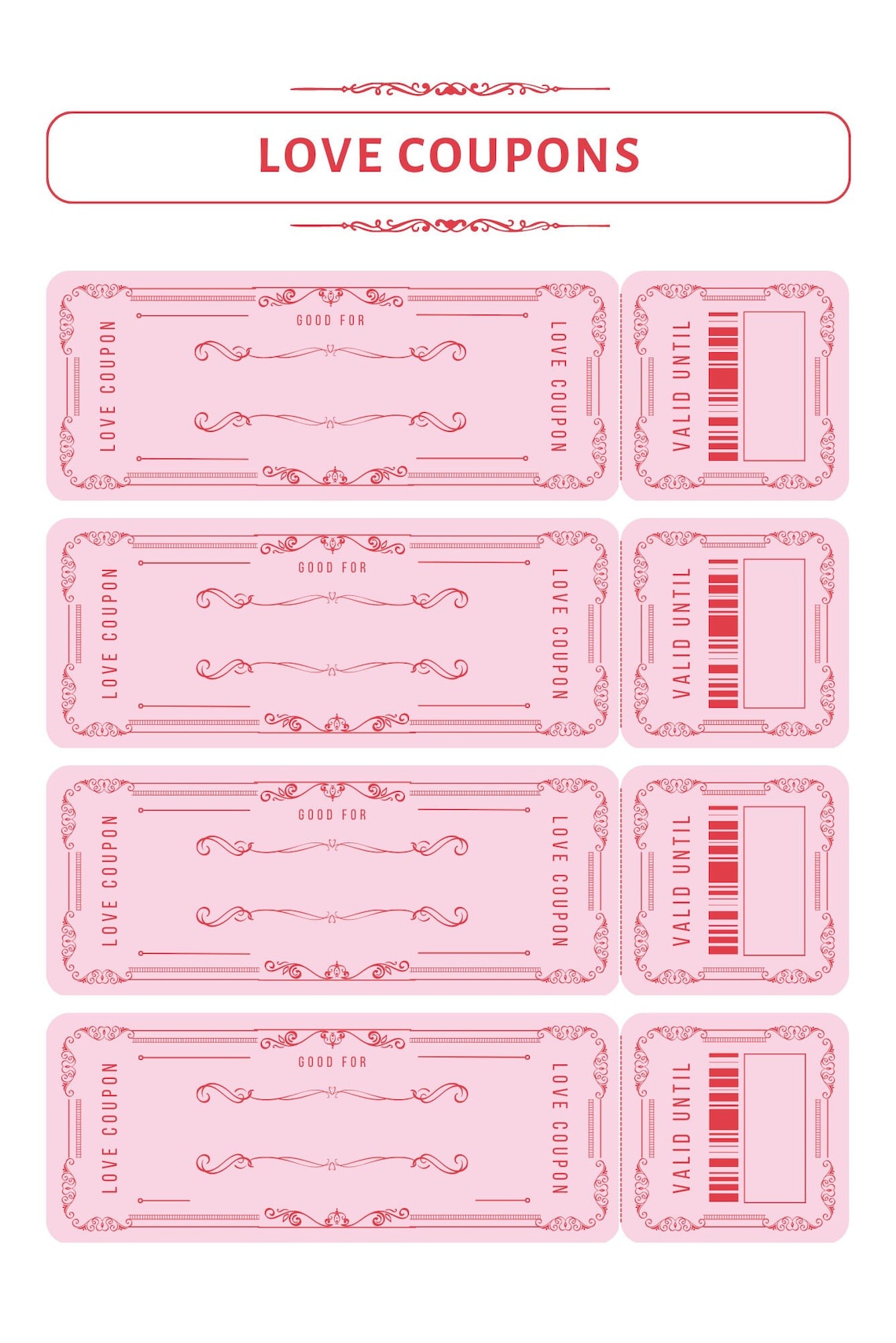 Minimalist Love Coupons, Printable Personalized Love Coupon Book for ...
