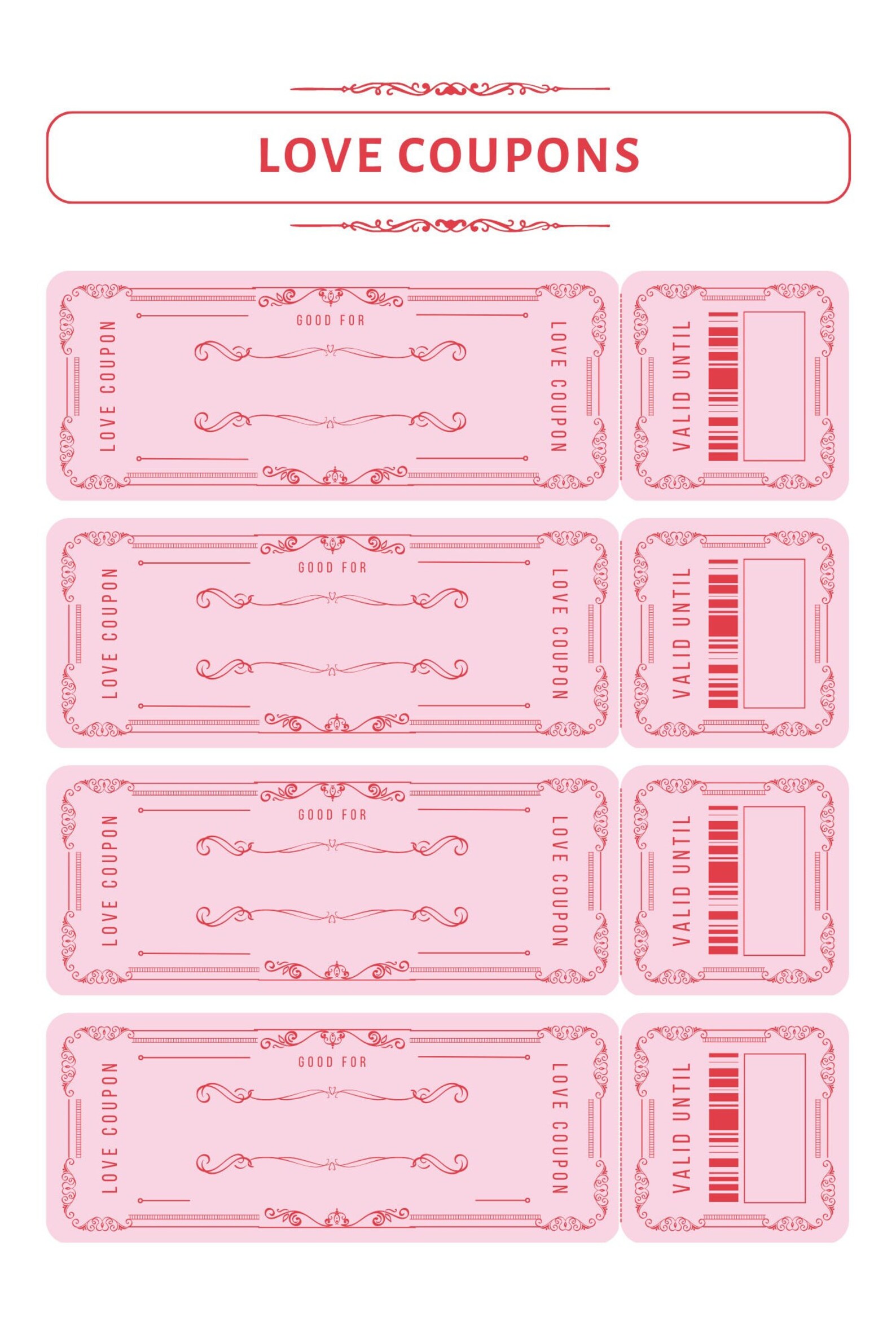 Minimalist Love Coupons, Printable Personalized Love Coupon Book for ...