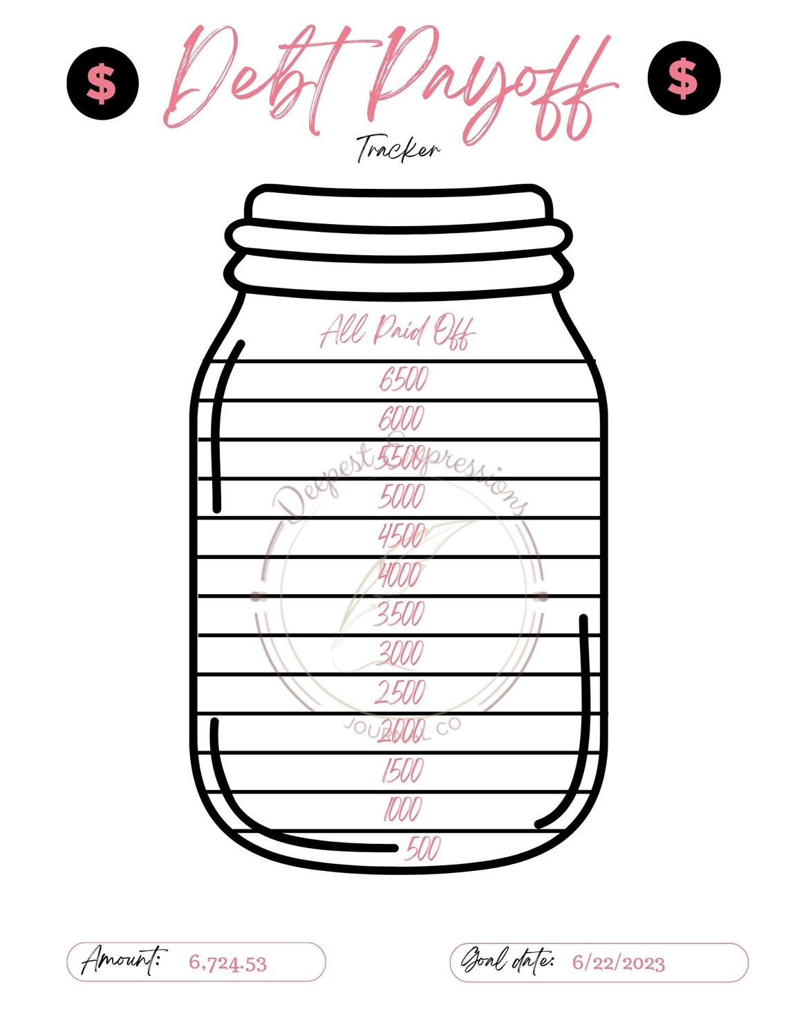 Debt Payoff Tracker Jar Printable | Debt Payoff Tracker Coloring Sheets ...