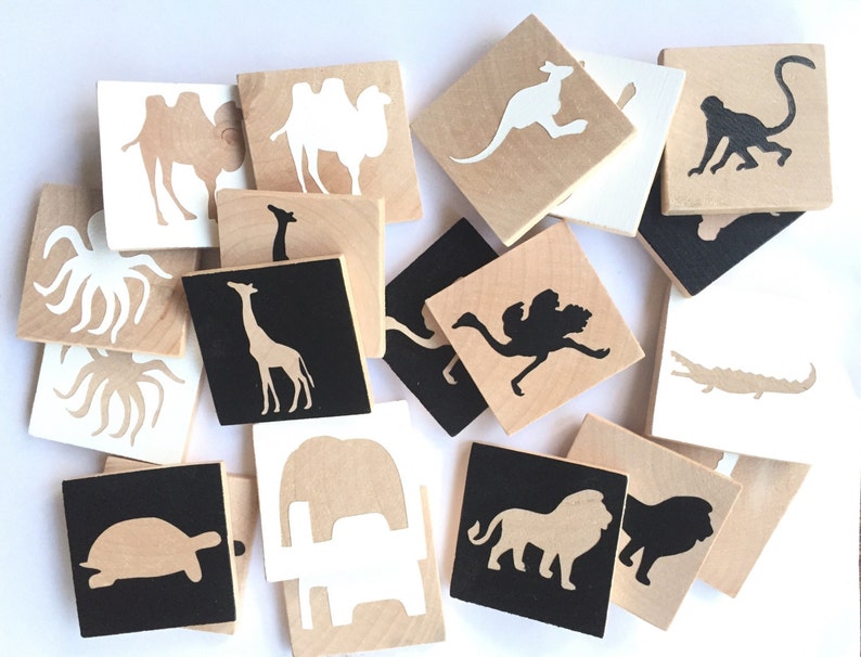 Wooden Memory Match Game- Organic Paint-untreated Wood-handmade ...