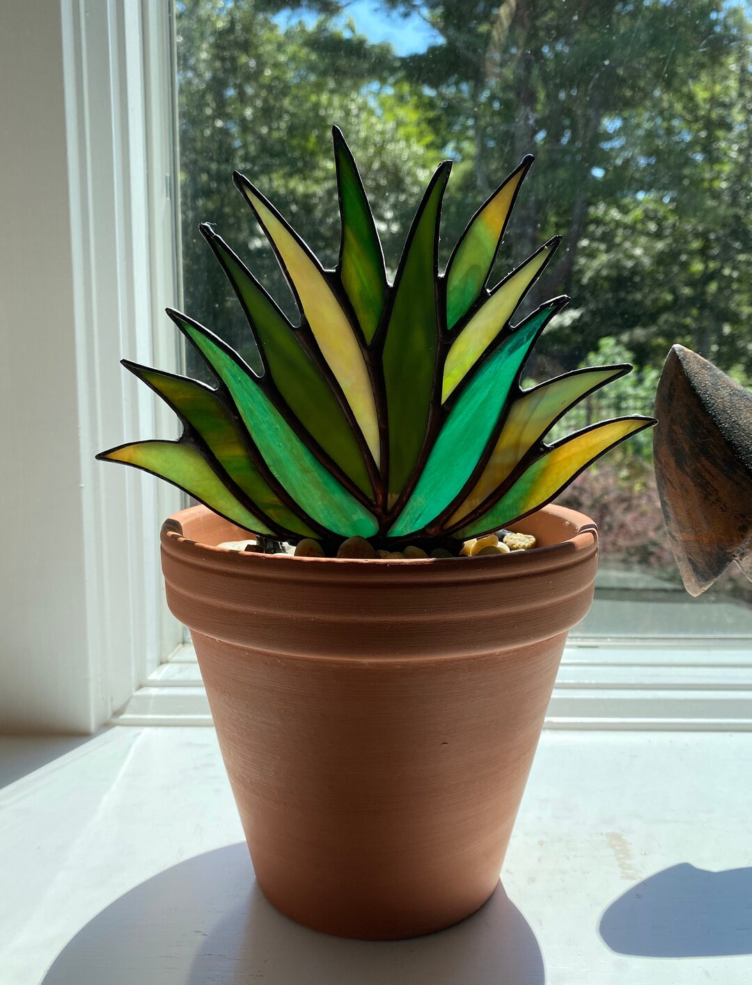 Stained Glass "royal" Agave Plant in Terracotta Pot | Glass Plant ...
