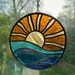 Brilliant Stained Glass Sunset on Ocean Suncatcher | Nautical Sunset ...