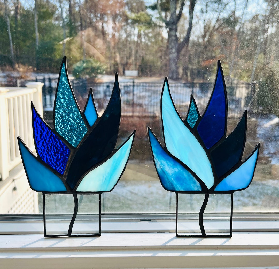 Stunning Azul Blue Stained Glass Agave Succulent Plant Pick - Etsy