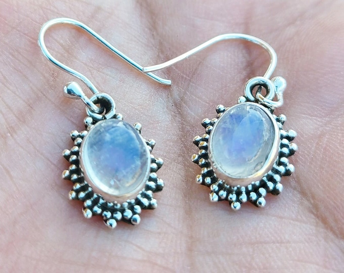 Genuine Moonstone Earrings Moonstone Silver Earrings - Etsy