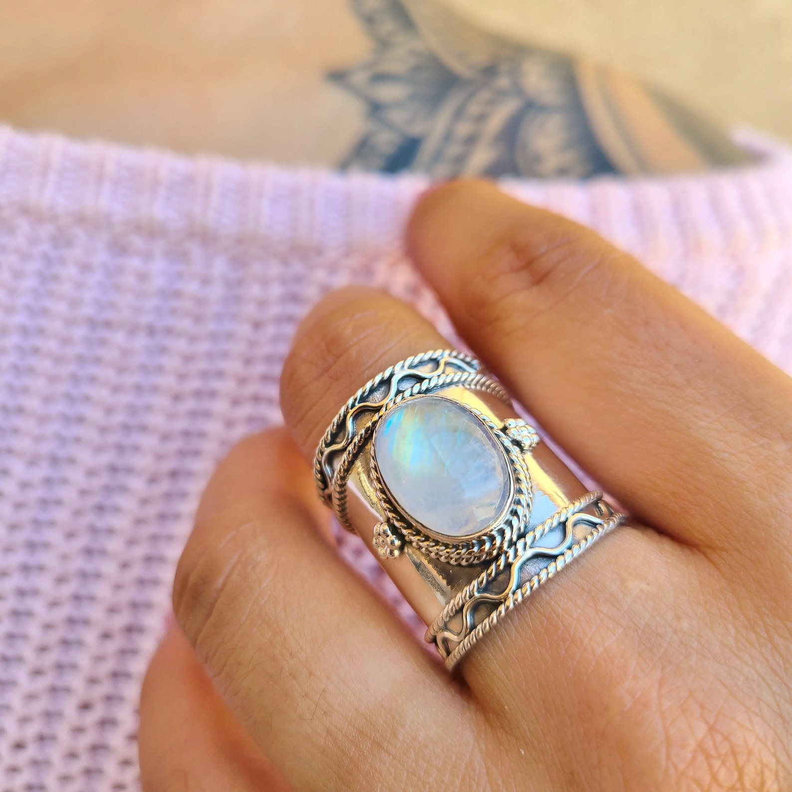 Genuine Moonstone Ring Moonstone Silver Ring Handmade | Etsy