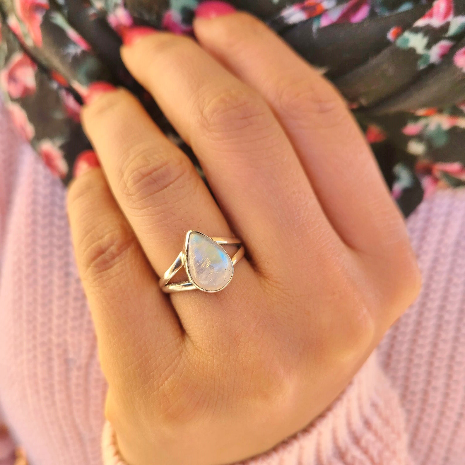 Natural Moonstone Ring Moonstone Silver Ring Handmade - Etsy