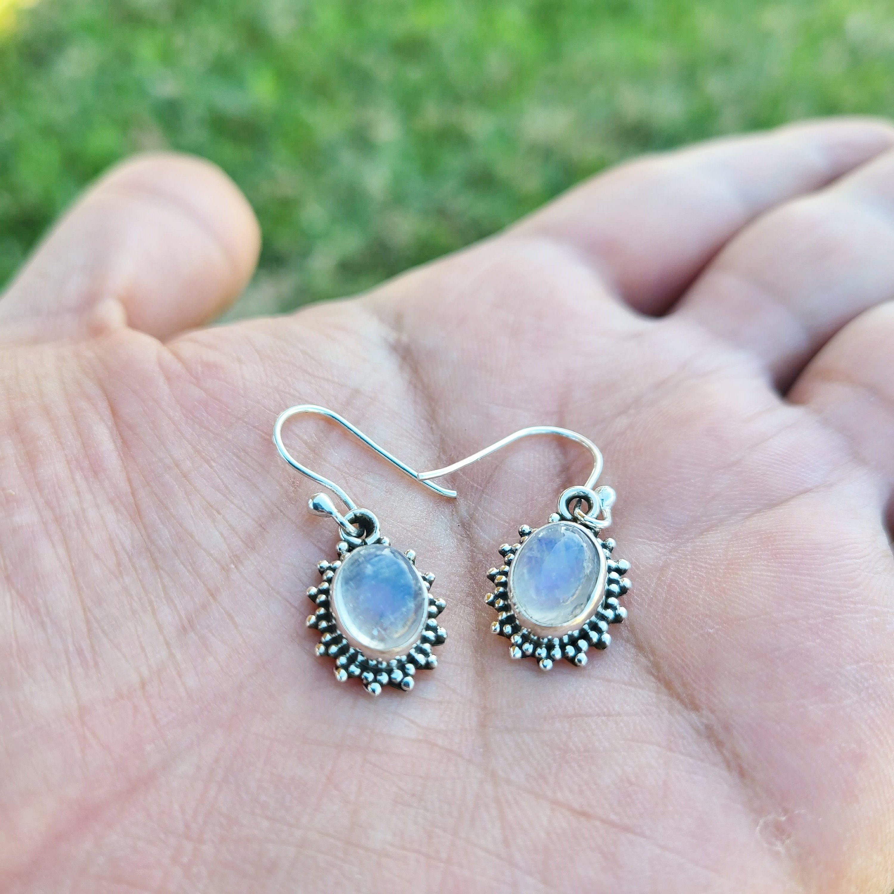Genuine Moonstone Earrings Moonstone Silver Earrings | Etsy