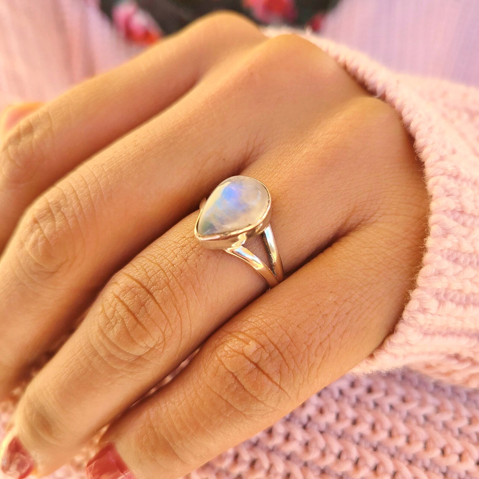 Natural Moonstone Ring Moonstone Silver Ring Handmade - Etsy